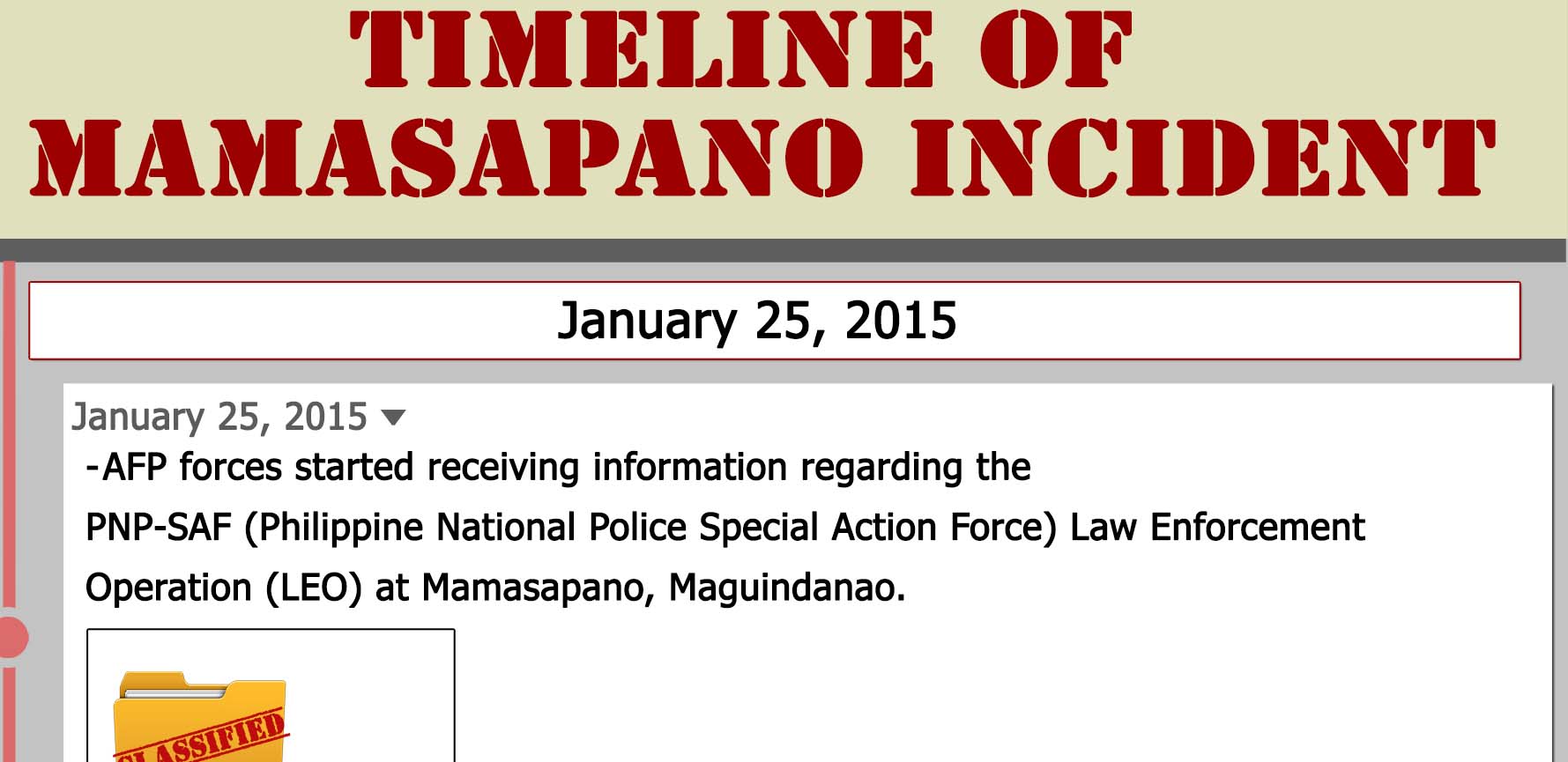 Timeline of Mamasapano Incident – Eagle News